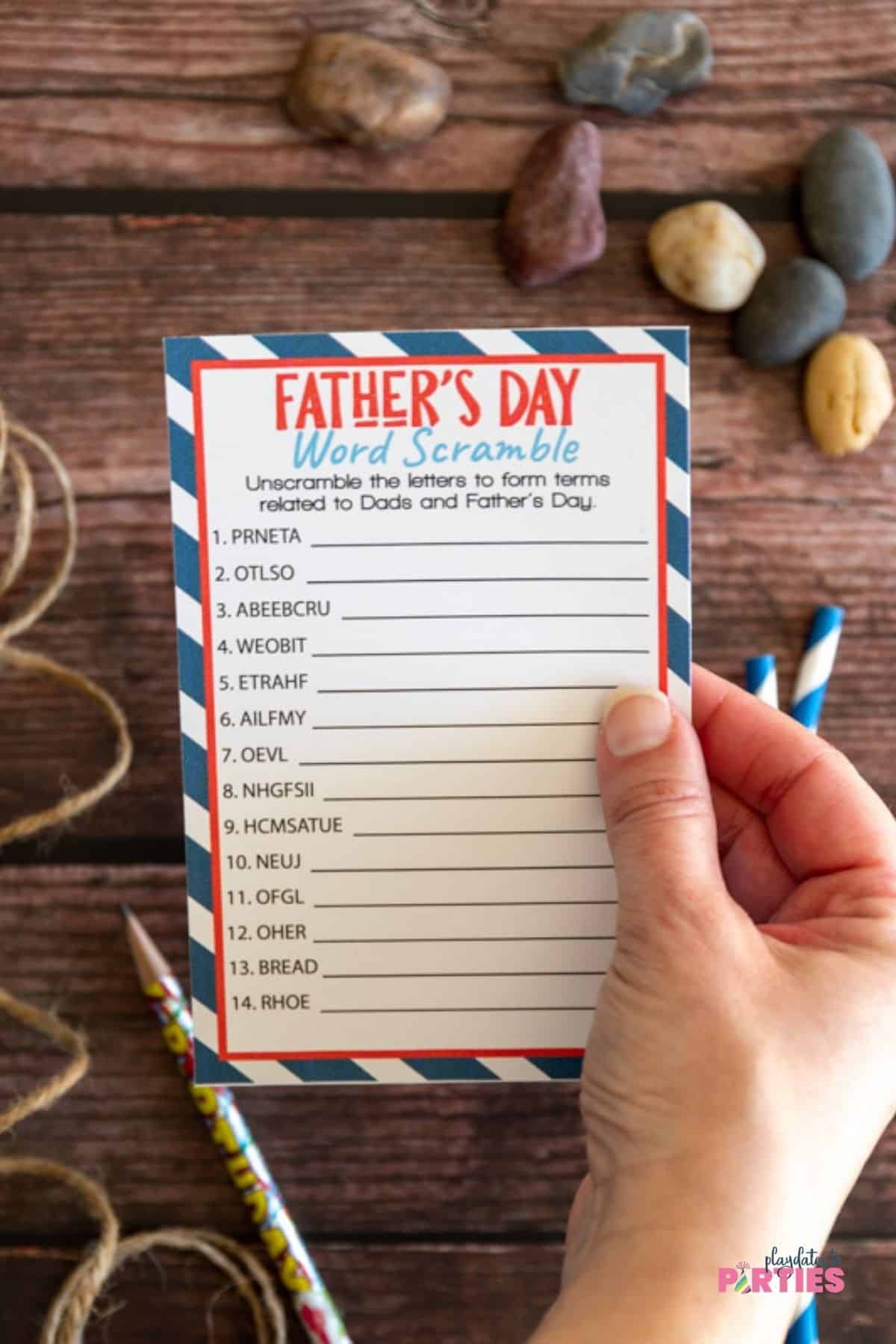 Father's Day Word Scramble (Printable) – PlayDates to Parties