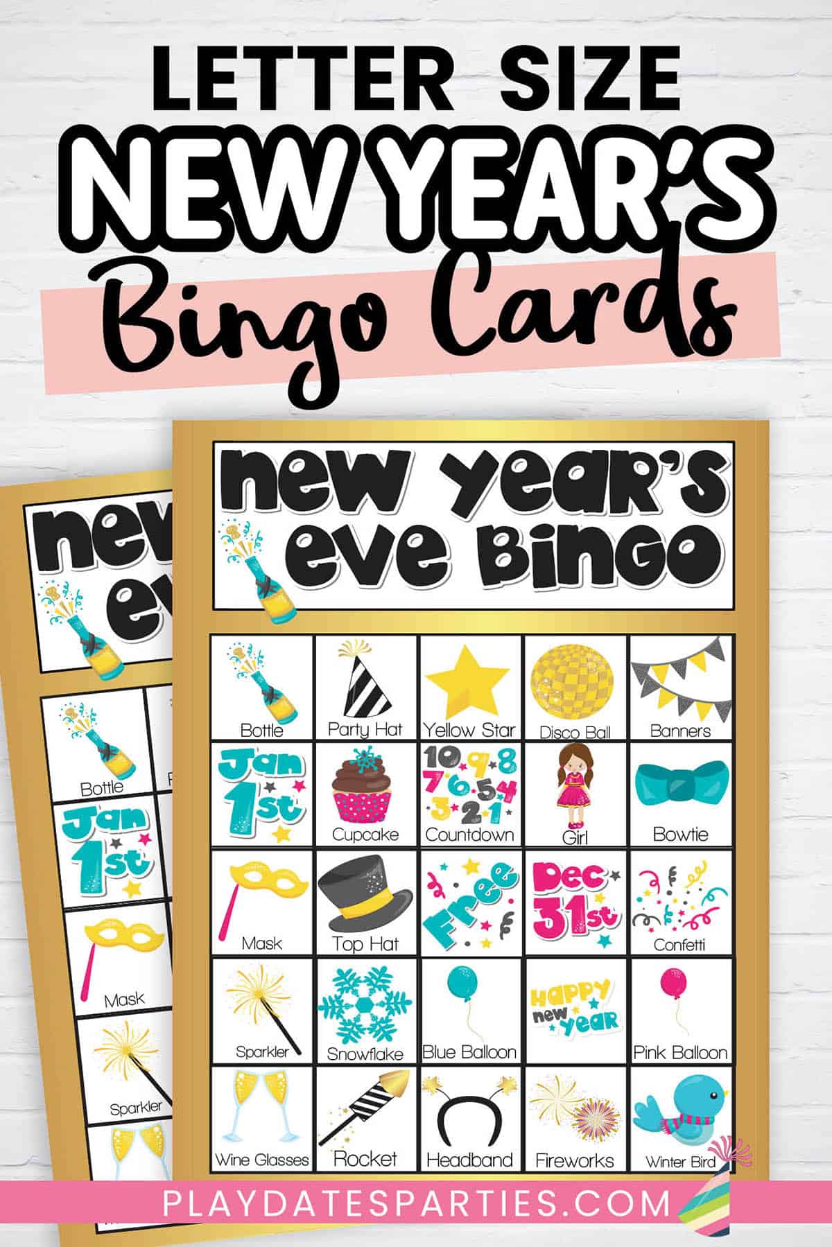New Year's Eve Bingo Cards (Full Page Cards) – PlayDates to Parties