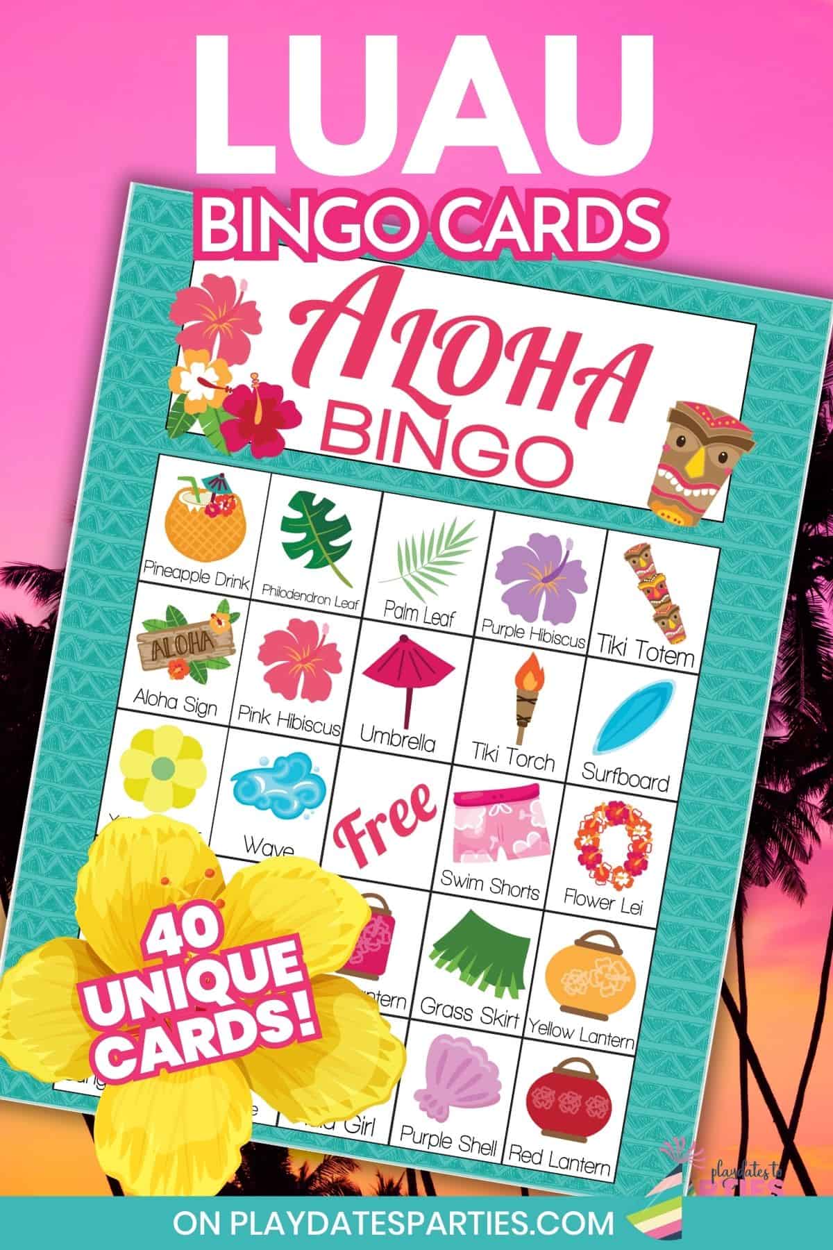 Luau Bingo Cards (Full Page Cards) – PlayDates to Parties