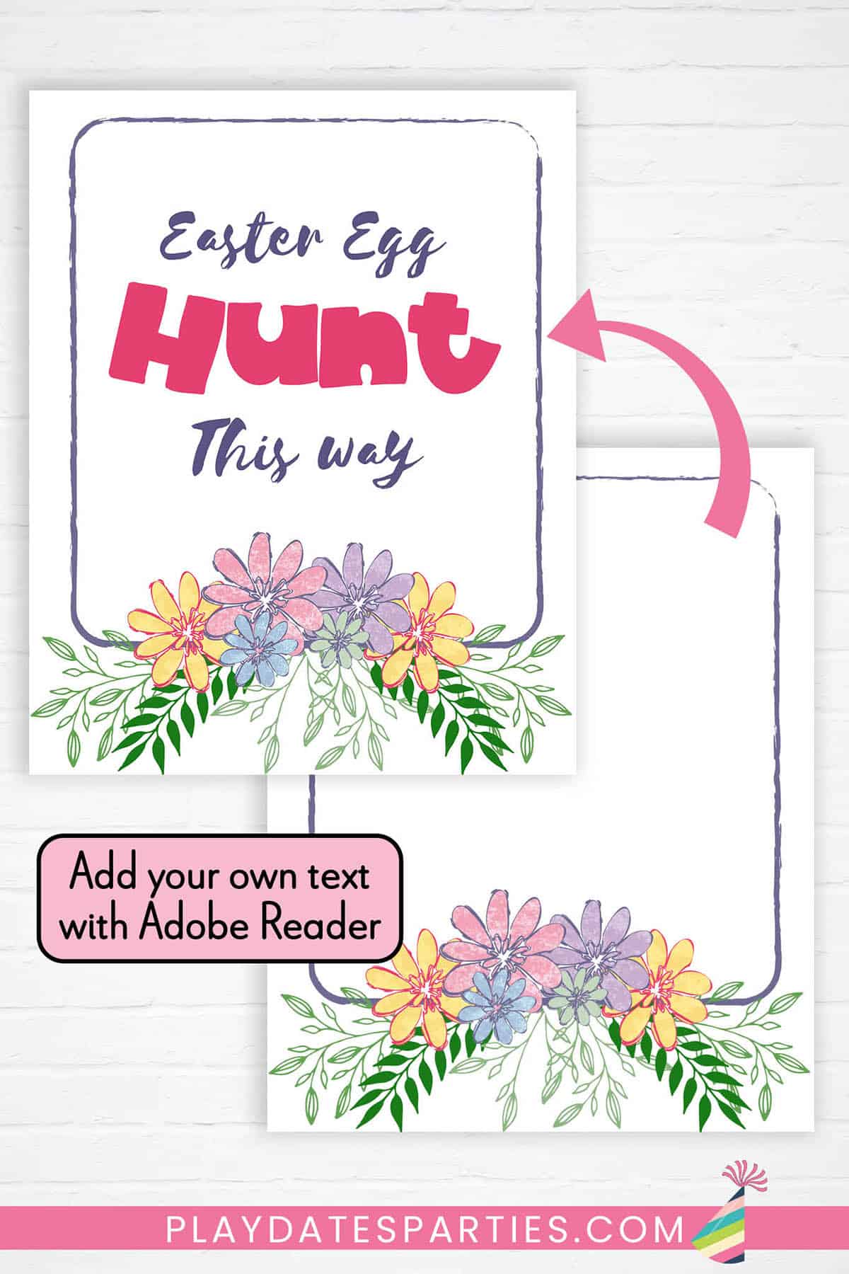 Blank Spring Flowers Party Sign (Editable - Instant Download ...