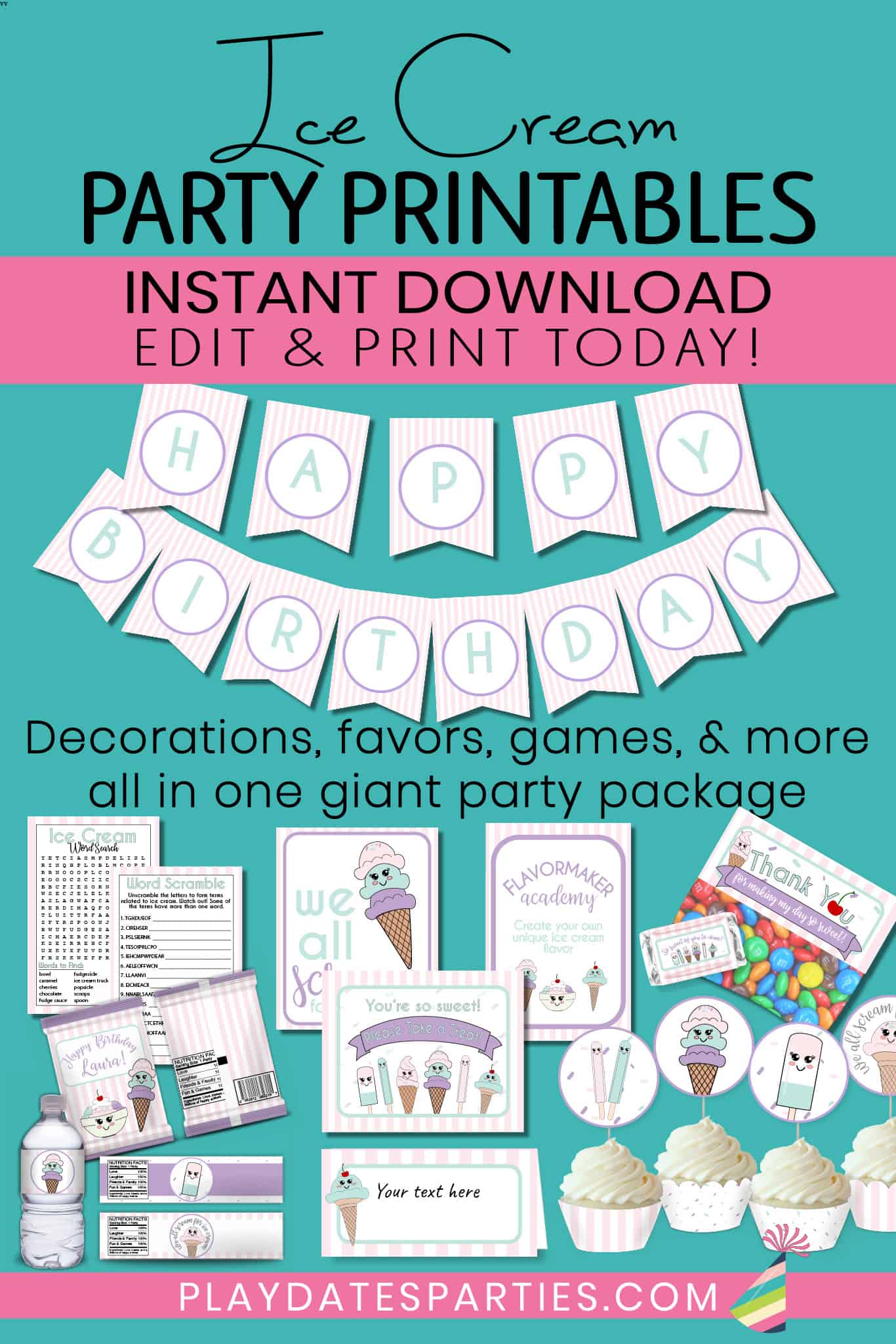 Ice Cream Party Printables and Cut Files – PlayDates to Parties