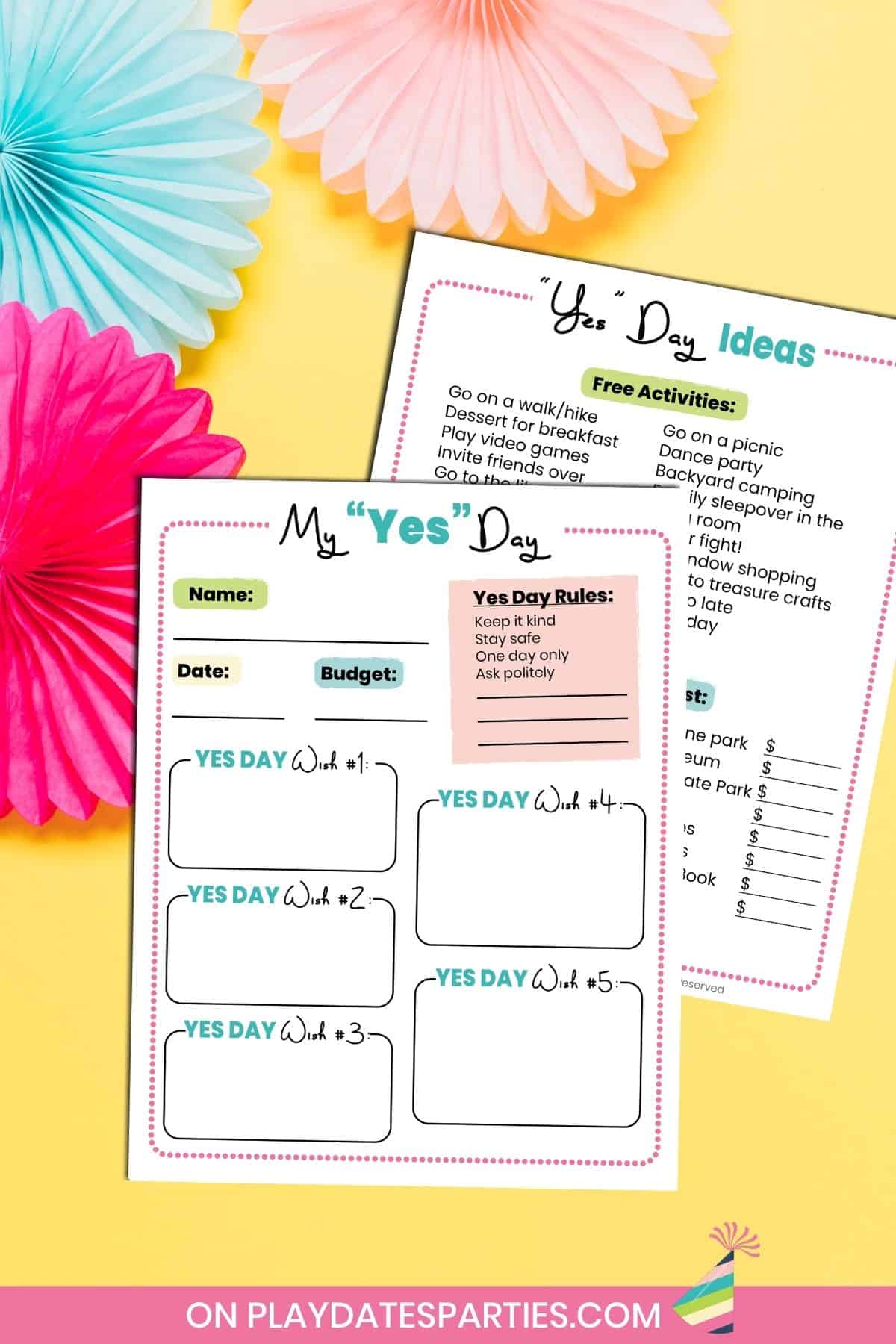 Yes Day Planner - Pastel – PlayDates to Parties